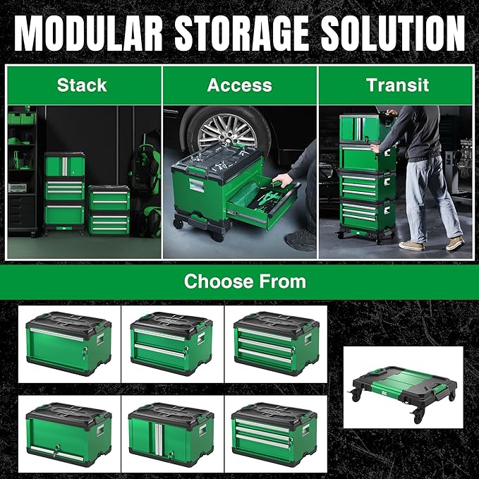 Modular Stackable Storage Tool Box, 3-Drawer Steel Box – Ridge Toolbox